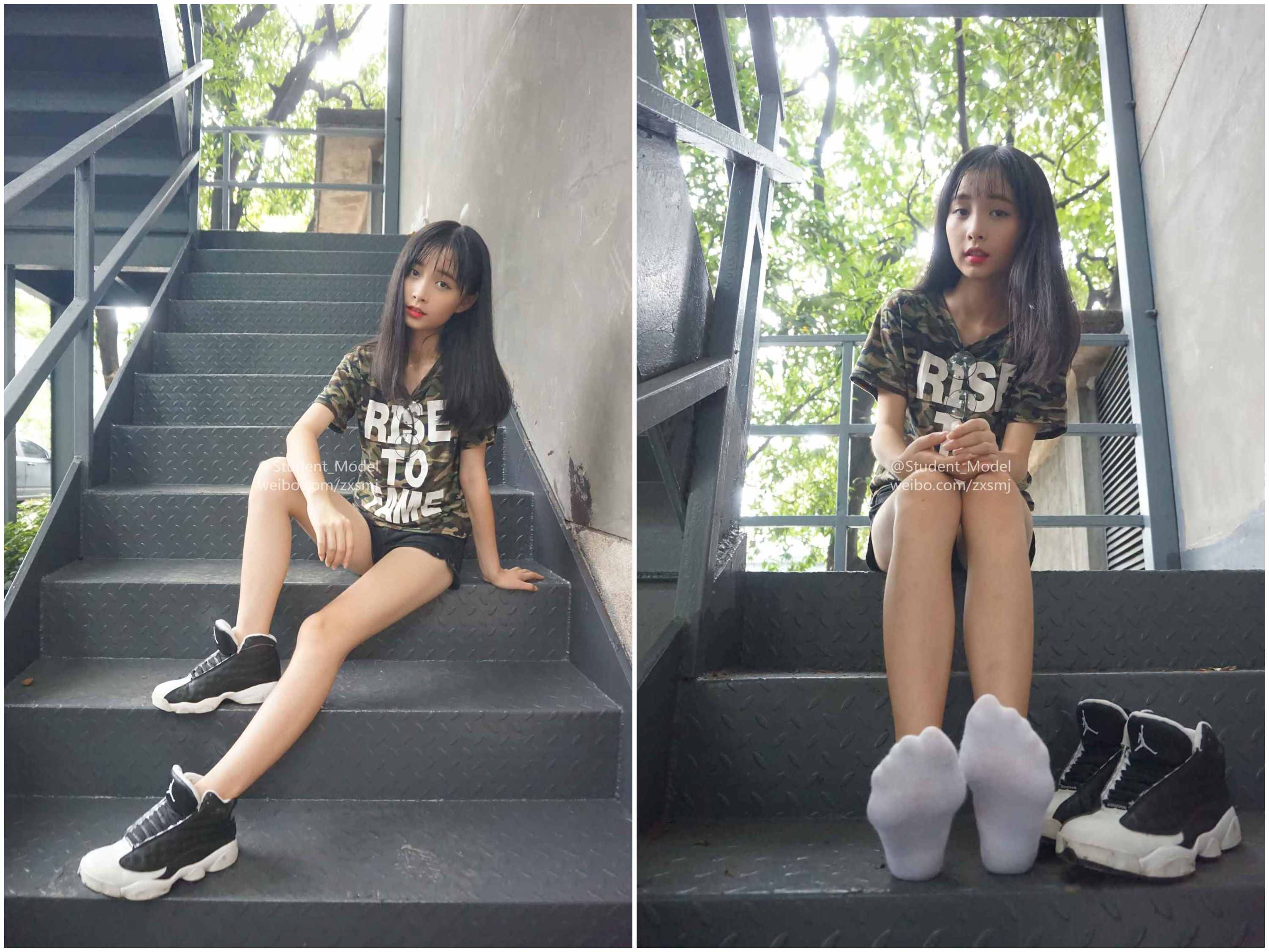 [Student_Model] 编号30-小龙猫 迷彩上衣与白嫩脚丫的完美结合-章鱼资源网